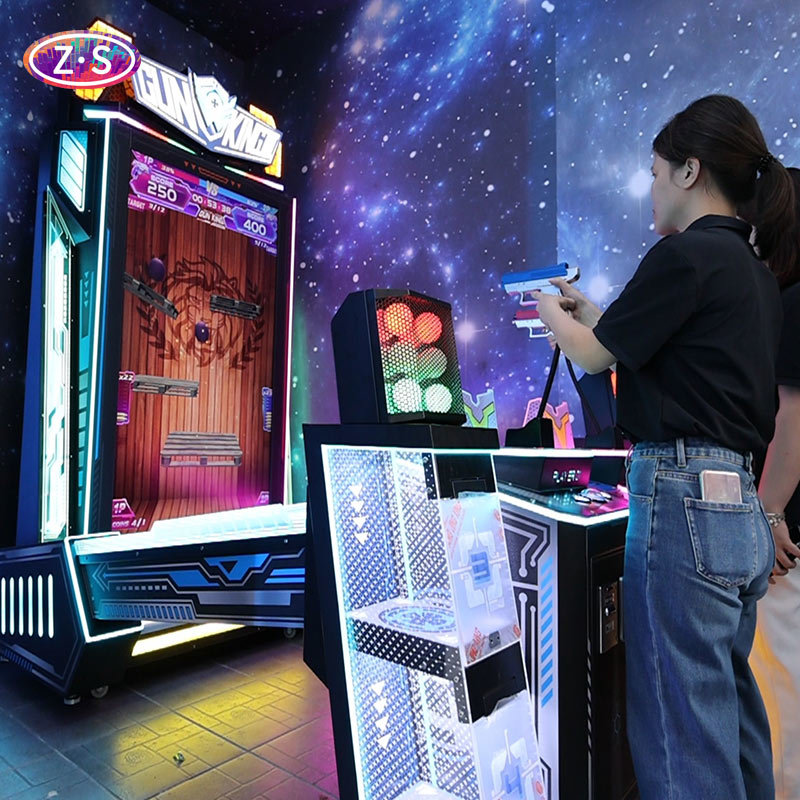 Juego de disparos arcade interactivo de 75 pulgadas con retroceso